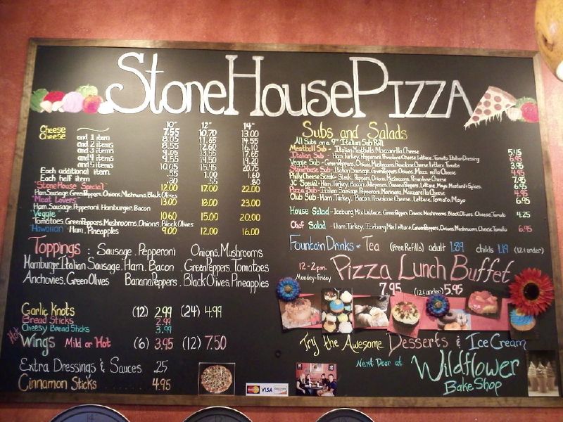 Menu at Stonehouse Pizza pizzeria, Pigeon Forge, Waldens Creek Rd #101