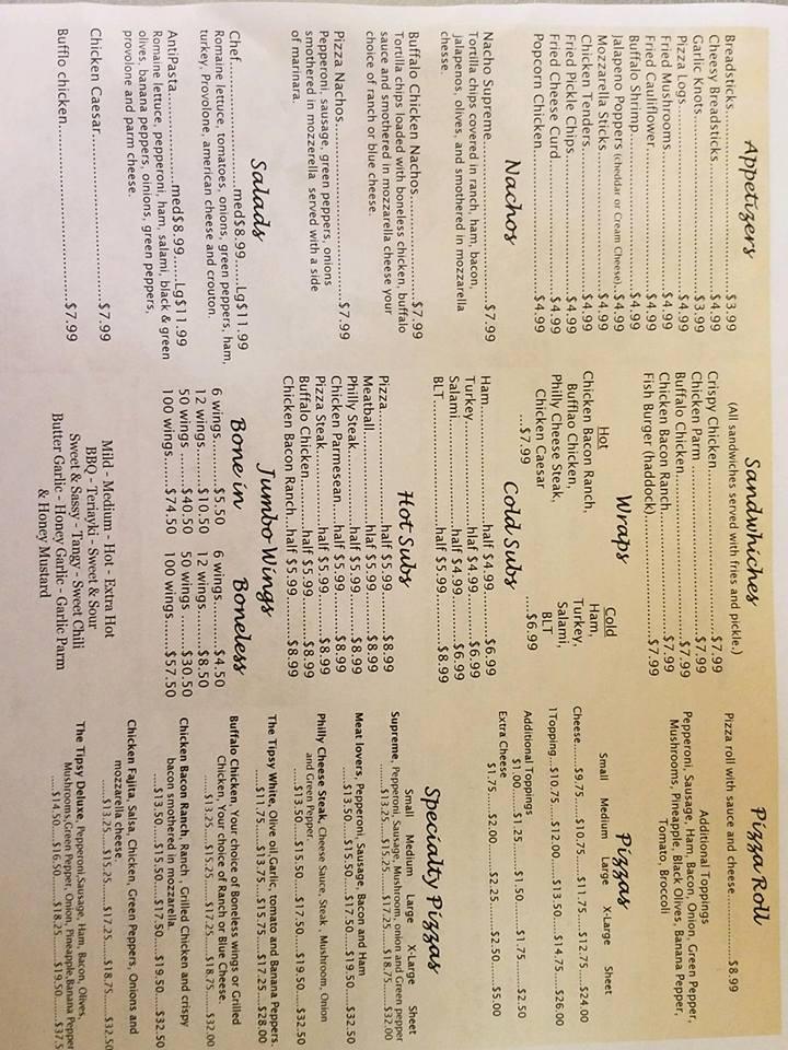 Menu at The Tipsy Tomato restaurant, Norwood