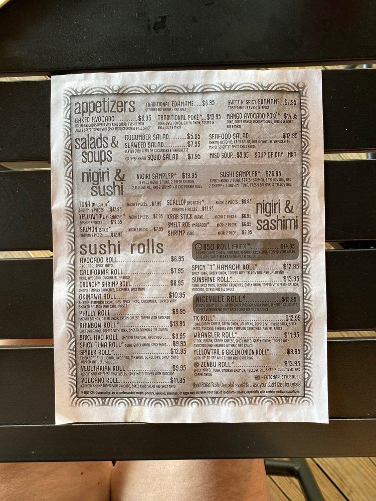 Menu at The Wharf 850 restaurant, Niceville