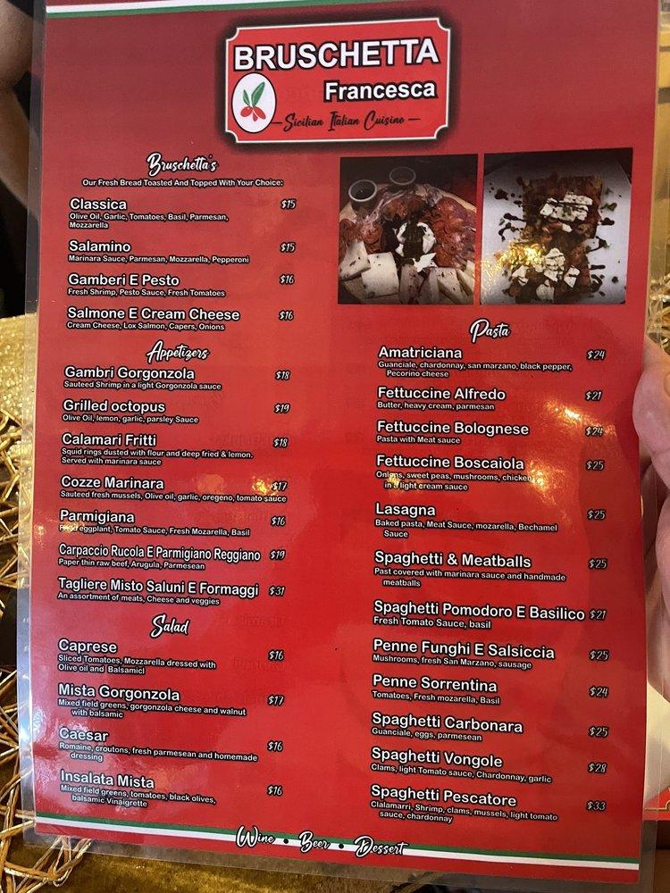 Menu at Bruschetta Francesca pub & bar, Key West
