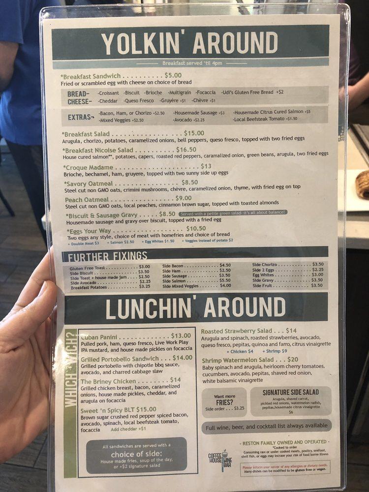Menu at Lake Anne Coffee House & Wine Bar, Reston