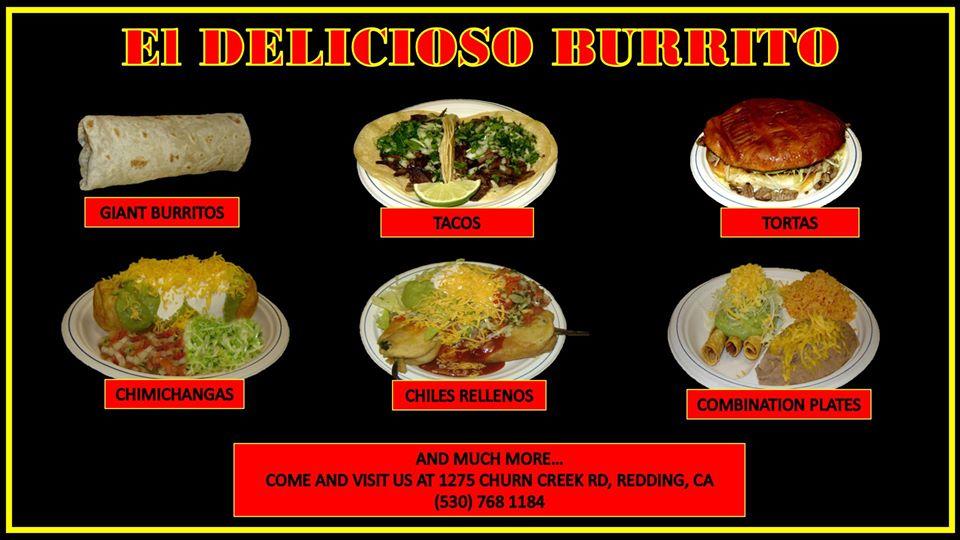 Menu at El Delicioso Burrito restaurant, Redding