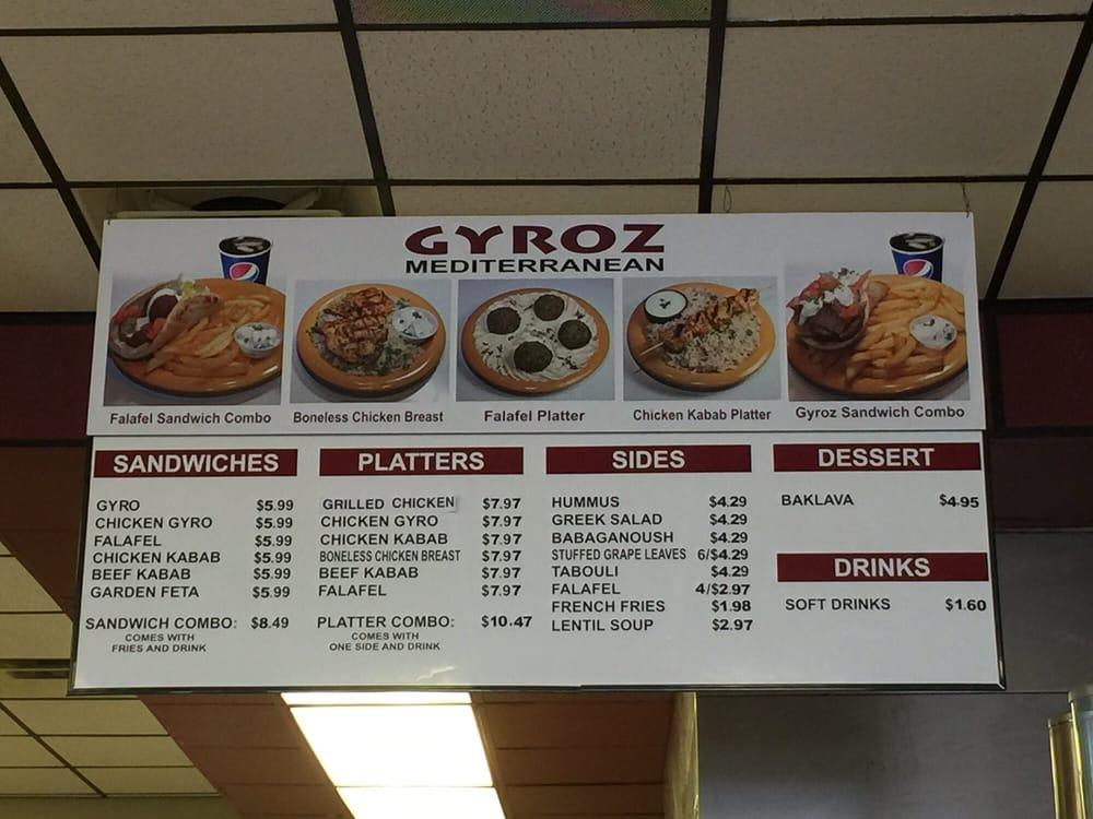Menu at Gyroz Eatery restaurant, Lexington