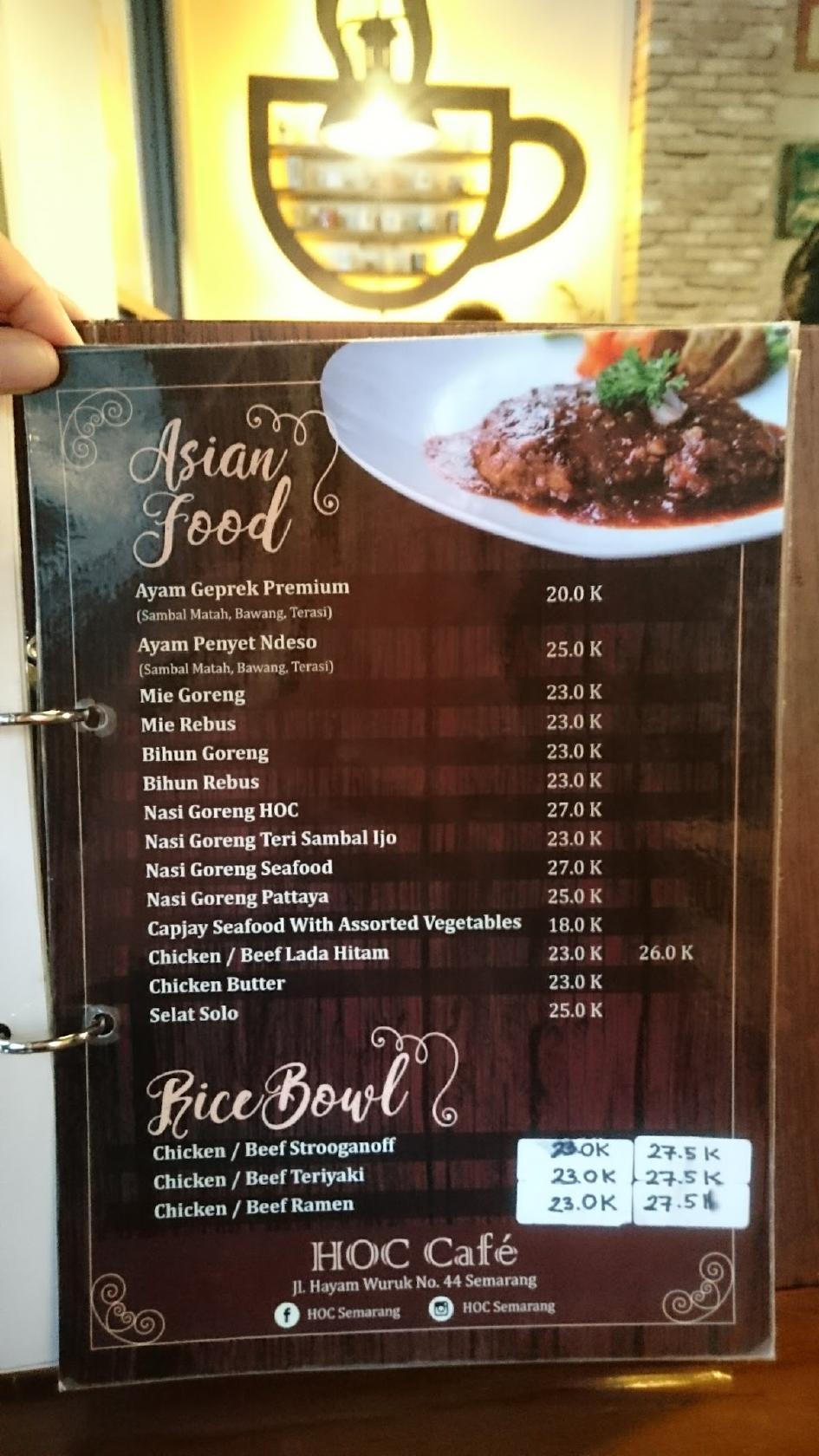 Menu at HOC Cafe Semarang, Semarang