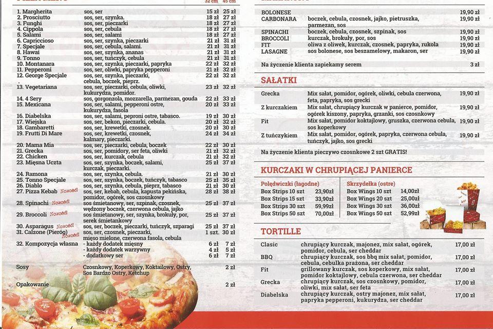 Menu at Prima Weranda pizzeria, Dziwnow