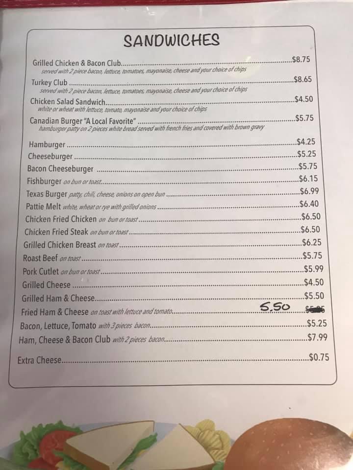Menu at Santa Fe & SP Cafe, Brenham