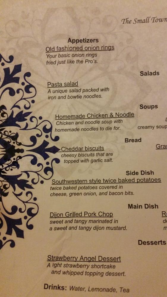 Menu at Small Town Cafe, McLouth
