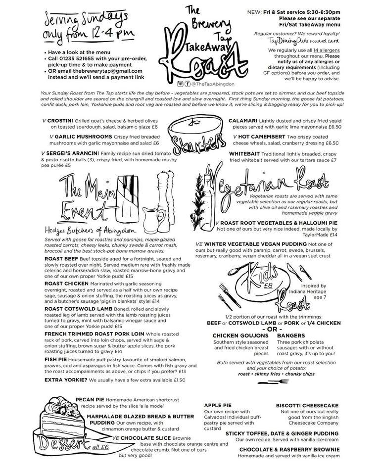 Menu at The Brewery Tap pub & bar, Abingdon
