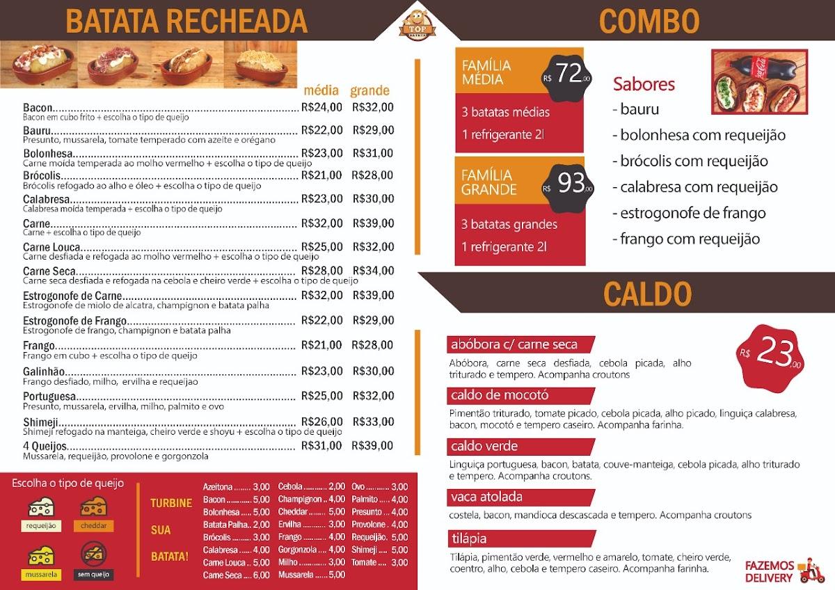 Menu at Top Batata restaurant, Cotia