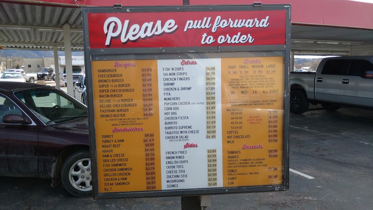 Menu at Brad's Food Hut restaurant, Cedar City