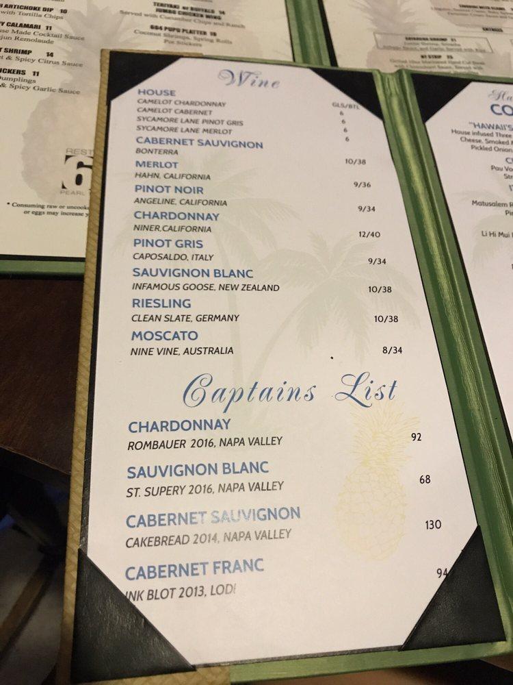 Menu at Restaurant 604, Honolulu