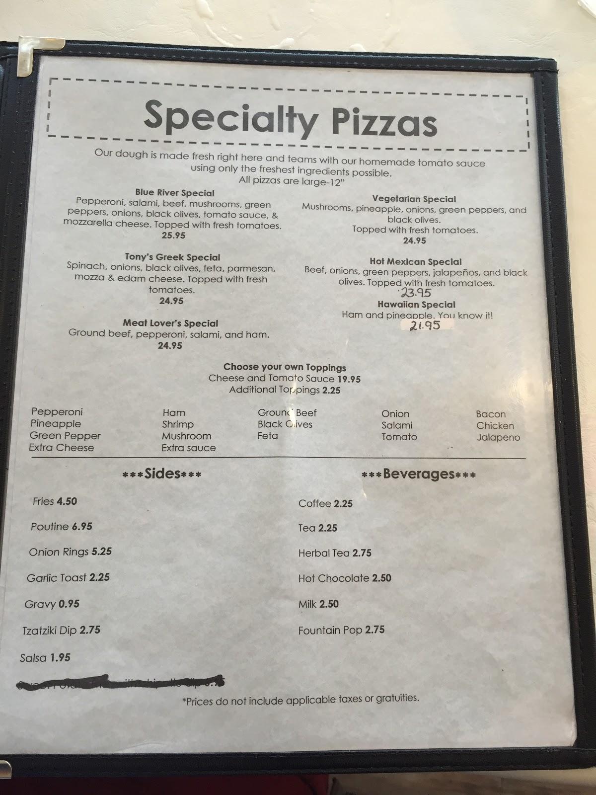 Menu at The Grill restaurant, Blue River