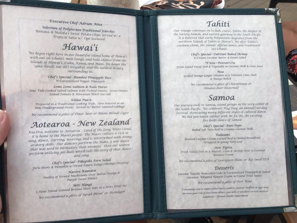 Menu at Feast at Lele restaurant, Lahaina