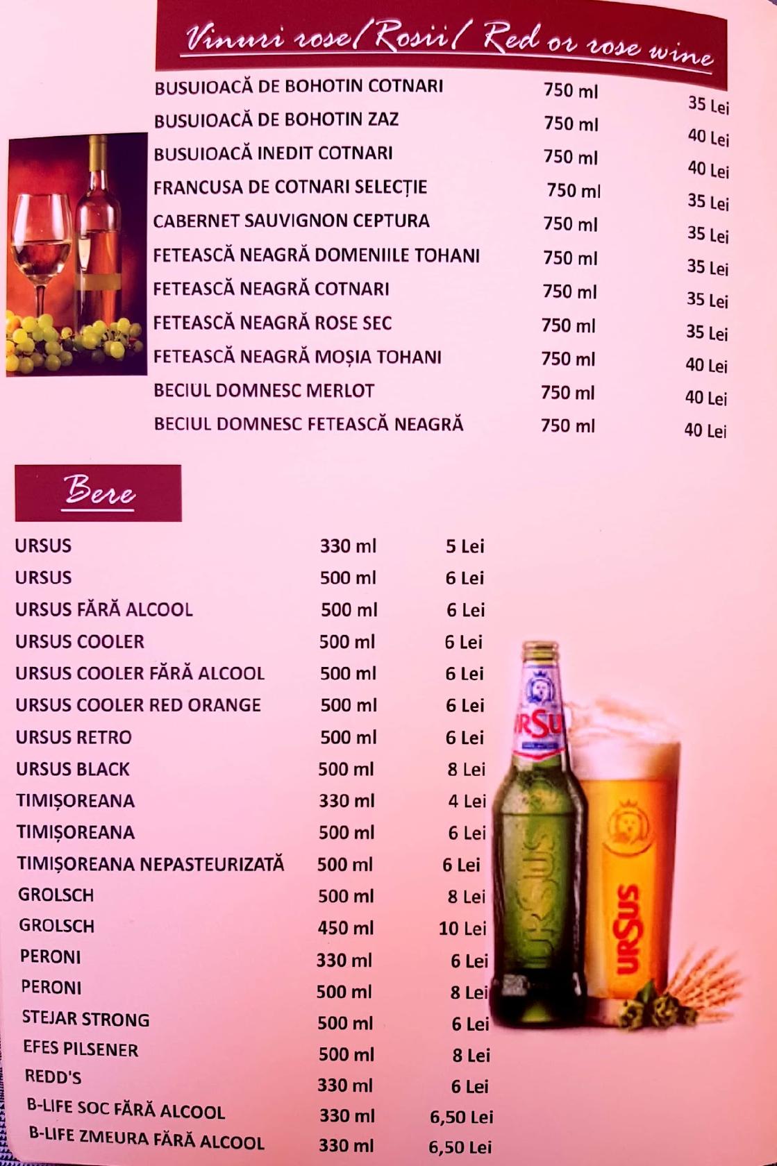 Menu at KISS RESTAURANT, Cornu de Jos