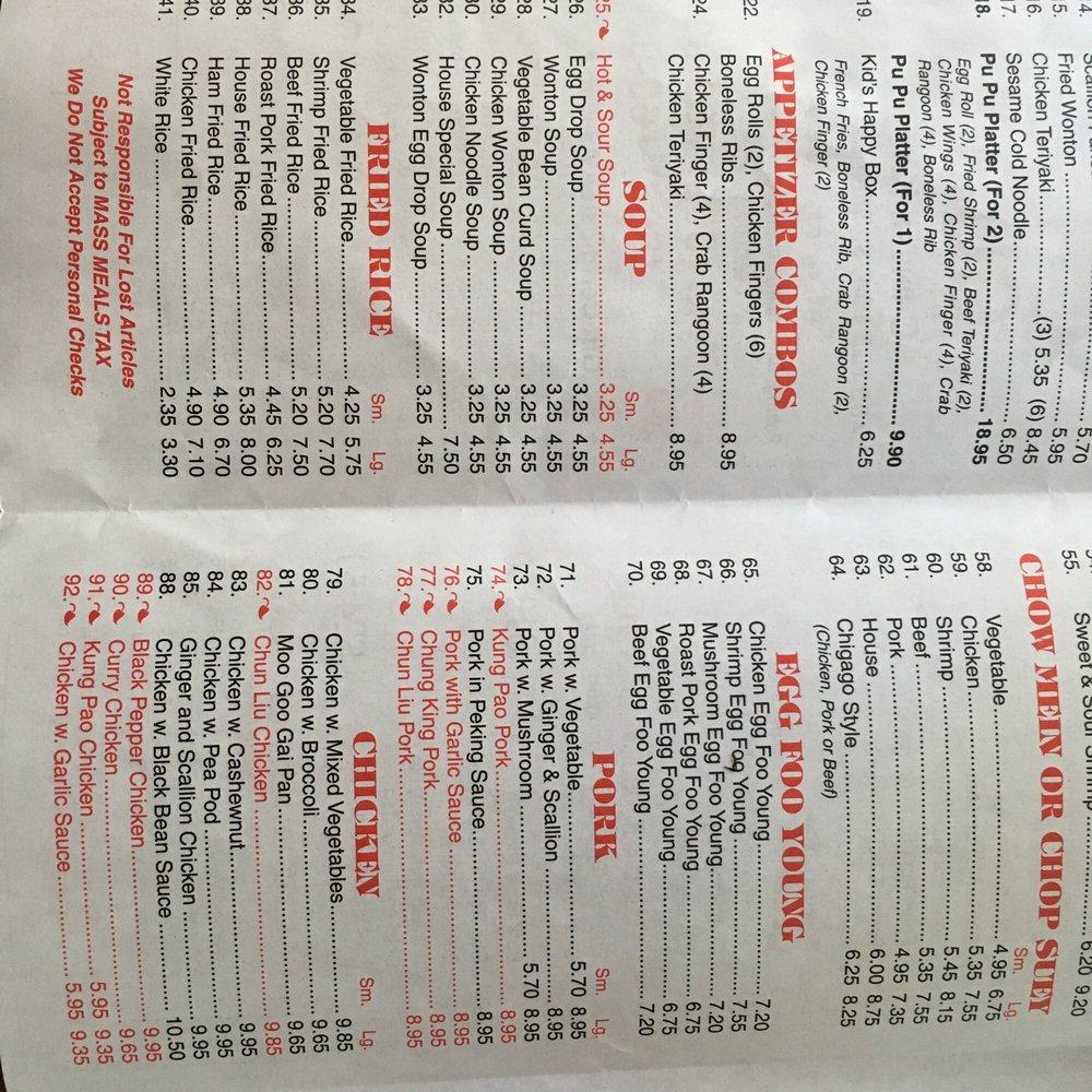 Menu at Quan Chinese Kitchen restaurant, Dennis