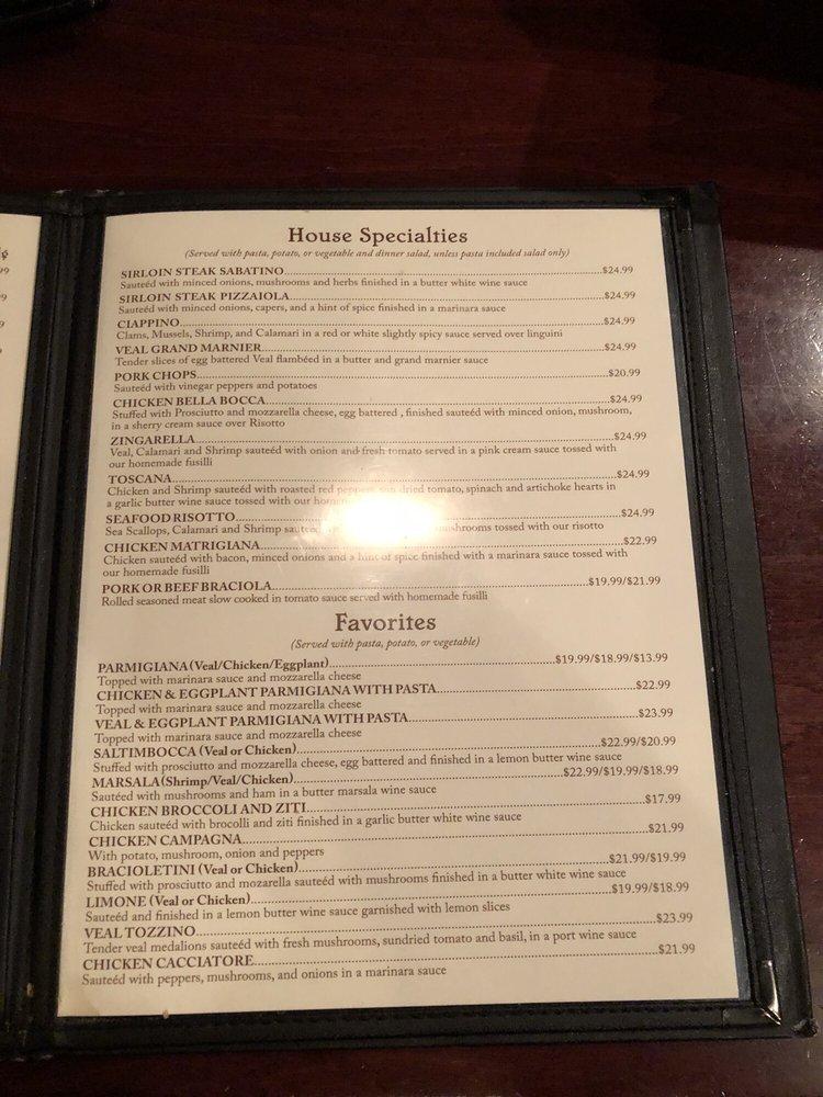 Menu at Sabatino's Restaurant, Wakefield, 330 Main St