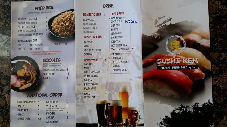 Menu at Sushi Ken restaurant, Newnan, Bullsboro Dr