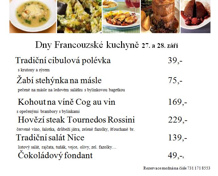 Menu at Deja Vu restaurant, Nýrsko