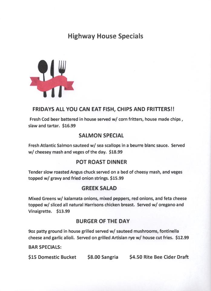 Menu at Highway House pub & bar, Chicago