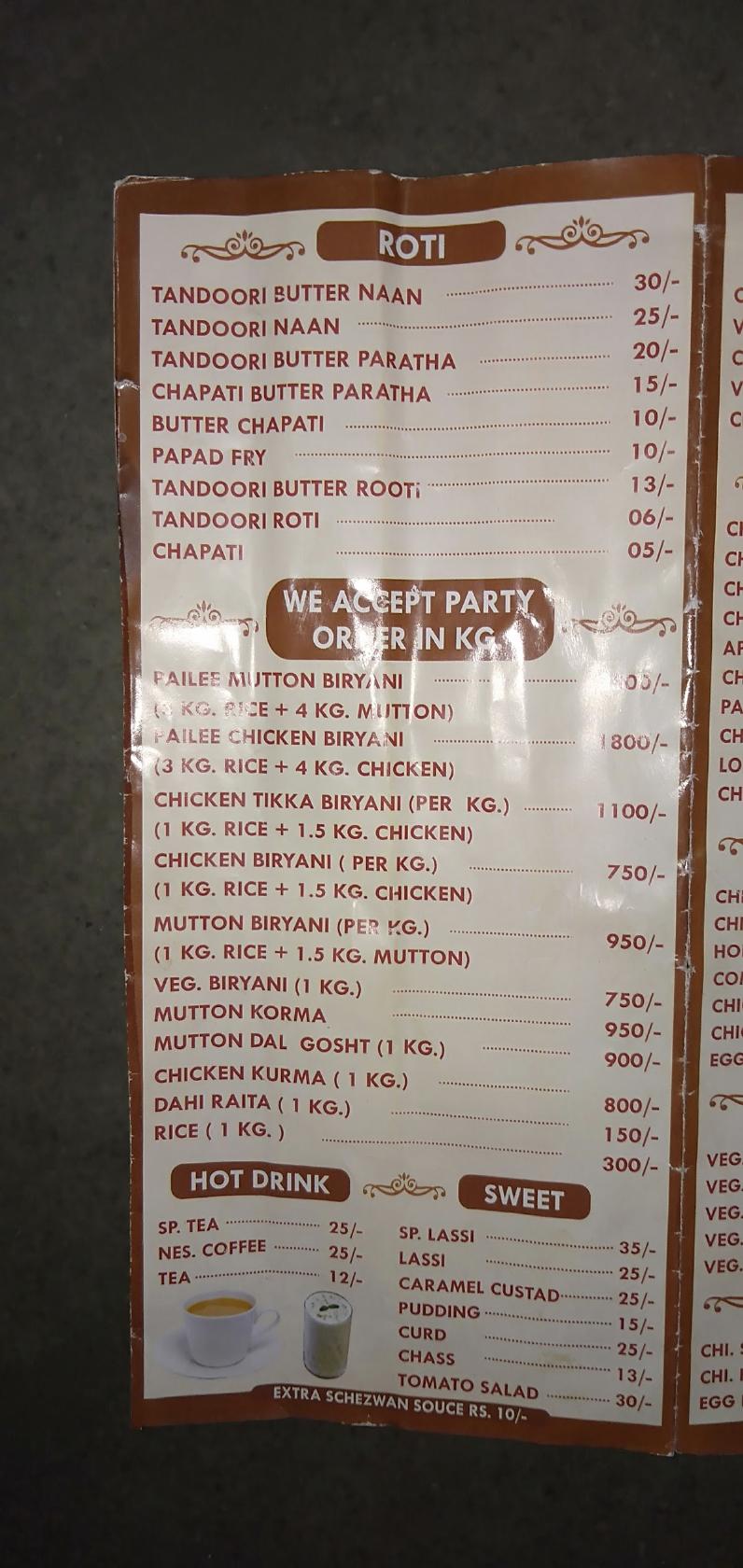 Menu at Milan Restaurant, Mumbai, Gate No 7