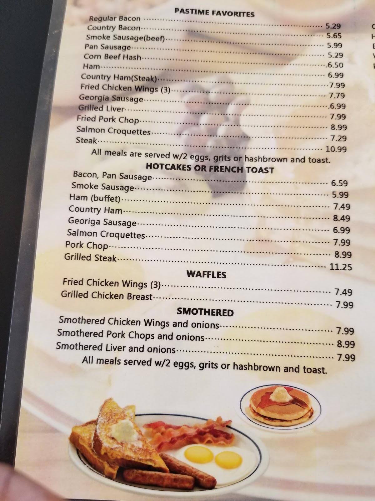 Menu at Pastime Restaurant, Miami