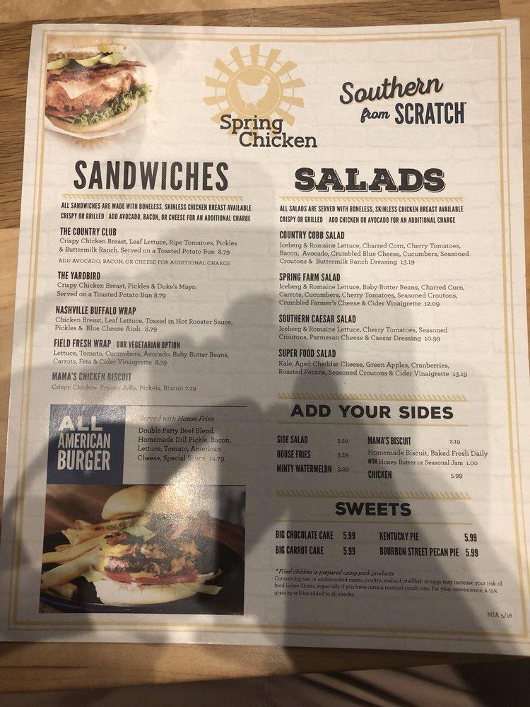 Menu at Spring Chicken - Miami International Airport restaurant, Miami