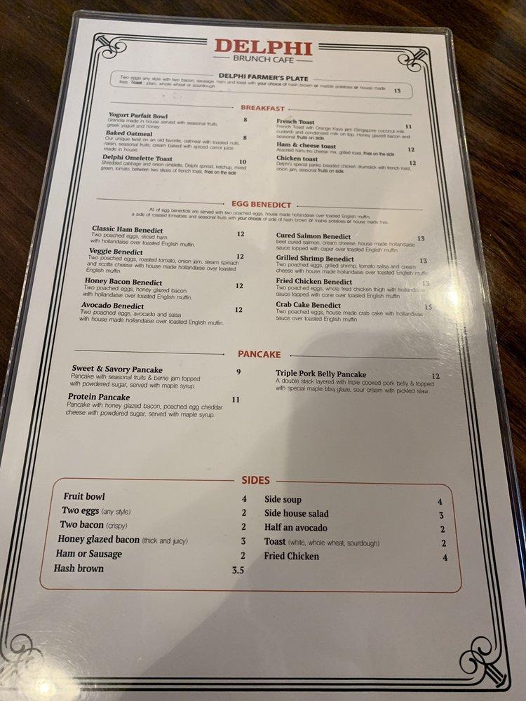 Menu at Delphi Cafe, Langley Township