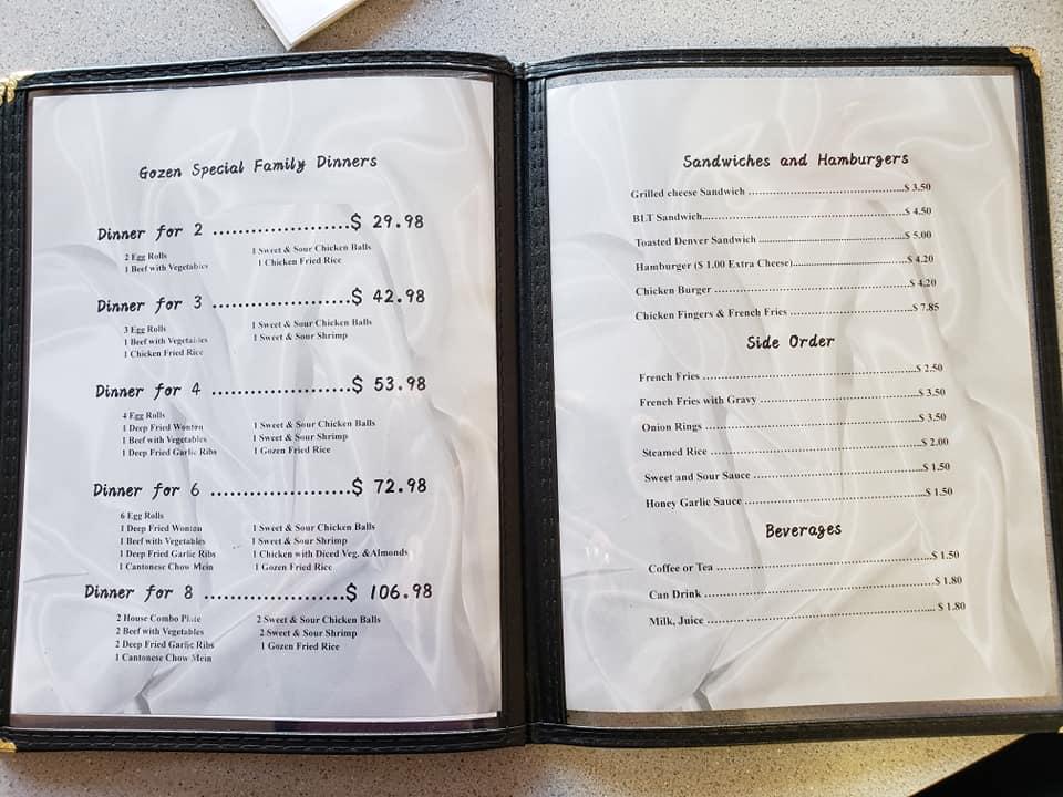 Menu at Gozen Kitchen restaurant, Gilbert Plains