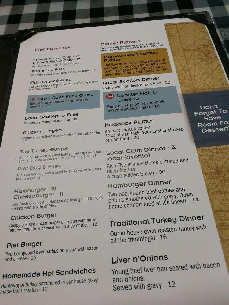Menu at Harbour View Restaurant, Parrsboro