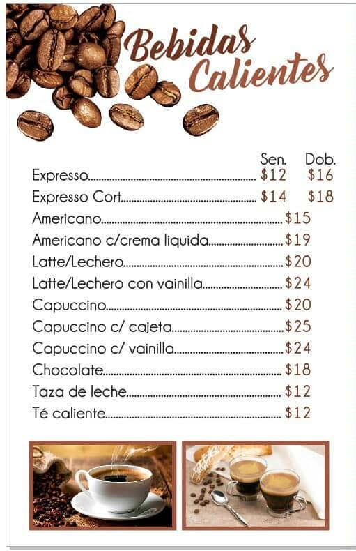 Menu at It's Coffee Time cafeteria, Villahermosa