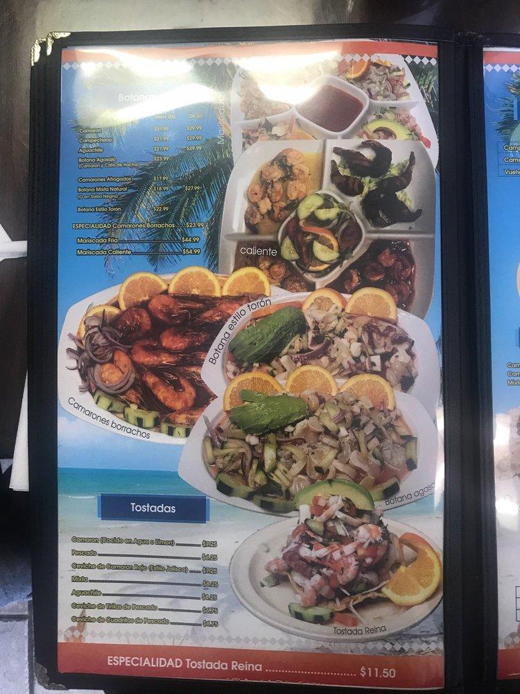Menu at Mariscos El Camarón Borracho restaurant, Tulare