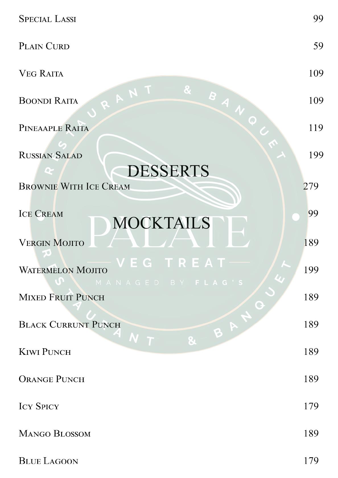 Menu at Palate Veg Treat Multi Cusine Restaurant, Jamnagar