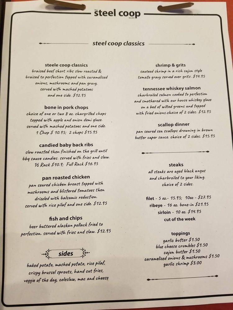 Menu at The Steel Coop pub & bar, Livingston