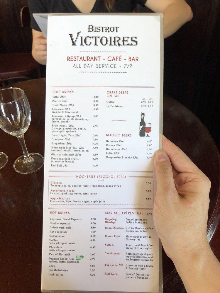 Menu au Bistrot Victoires restaurant, Paris, 6 Rue de la Vrillière