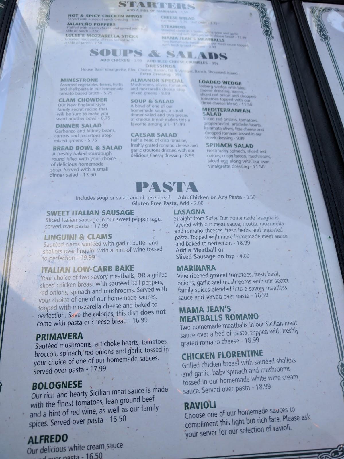 Menu at IL LAGO Pizza & Pasta pizzeria, Lake Almanor Country Club