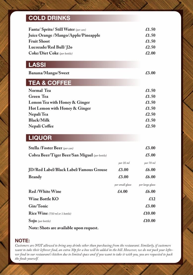 Menu at Nanglo Cafe & Restaurant, Aldershot