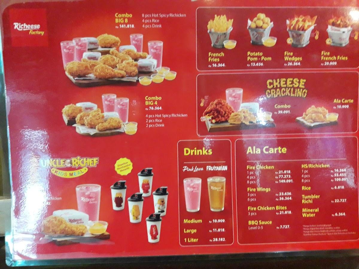 Menu at Richeese Factory Sidoarjo restaurant, Sidoarjo, Suncity Mall