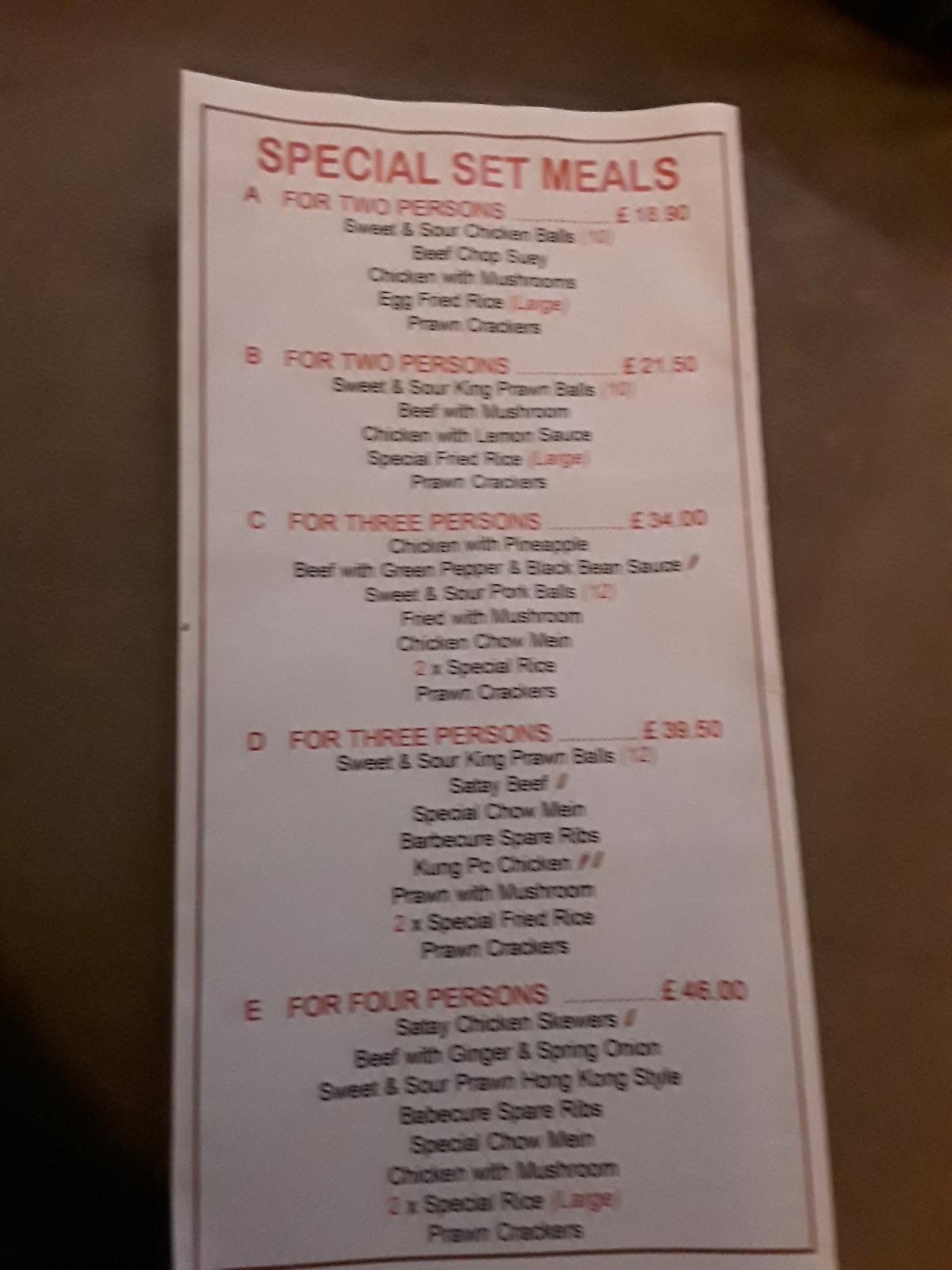 Menu at Canton House fast food, Chandler's Ford