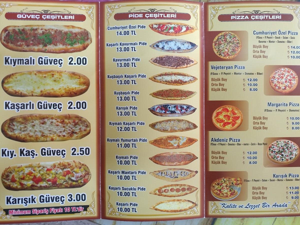 Menu at Cumhuriyet Börek Güveç Pide & Pizza Salonu, Istanbul, Necip ...