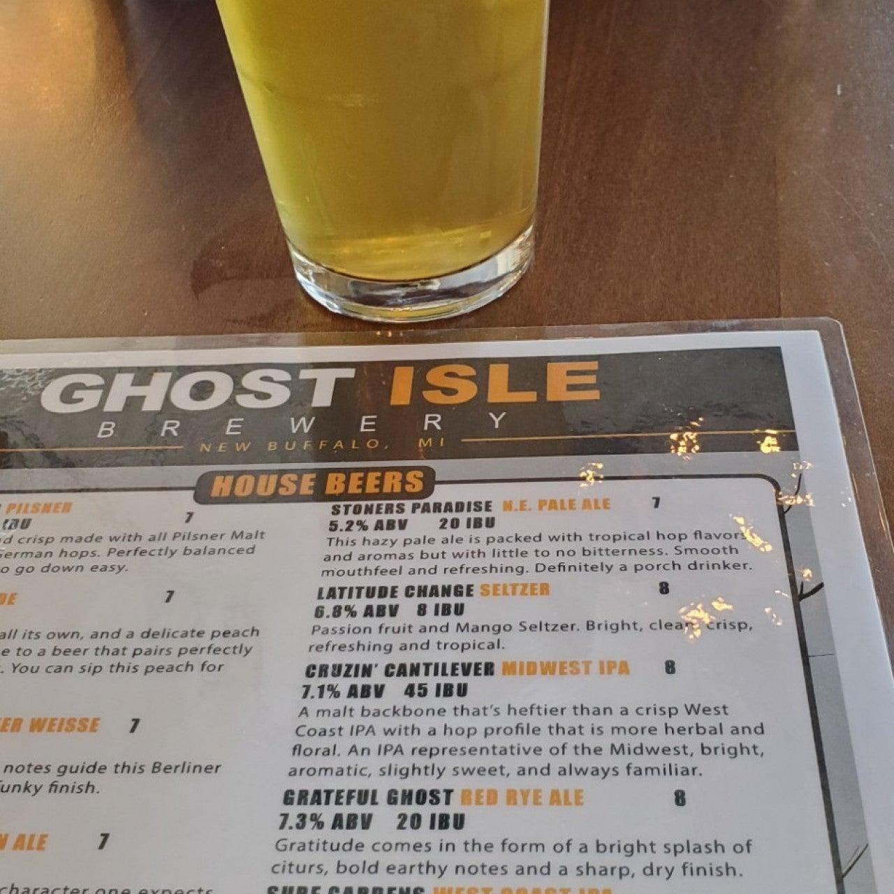 Menu at Ghost Isle Brewery pub & bar, New Buffalo