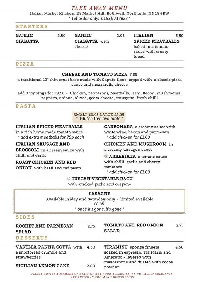 Menu at Italian Market Kitchen pub & bar, Rothwell