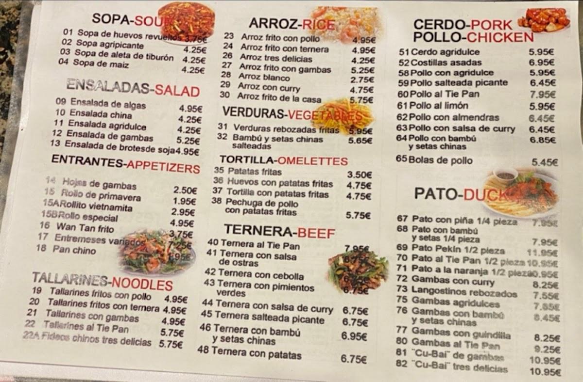 Carta de Restaurante chino feliz, Buñol