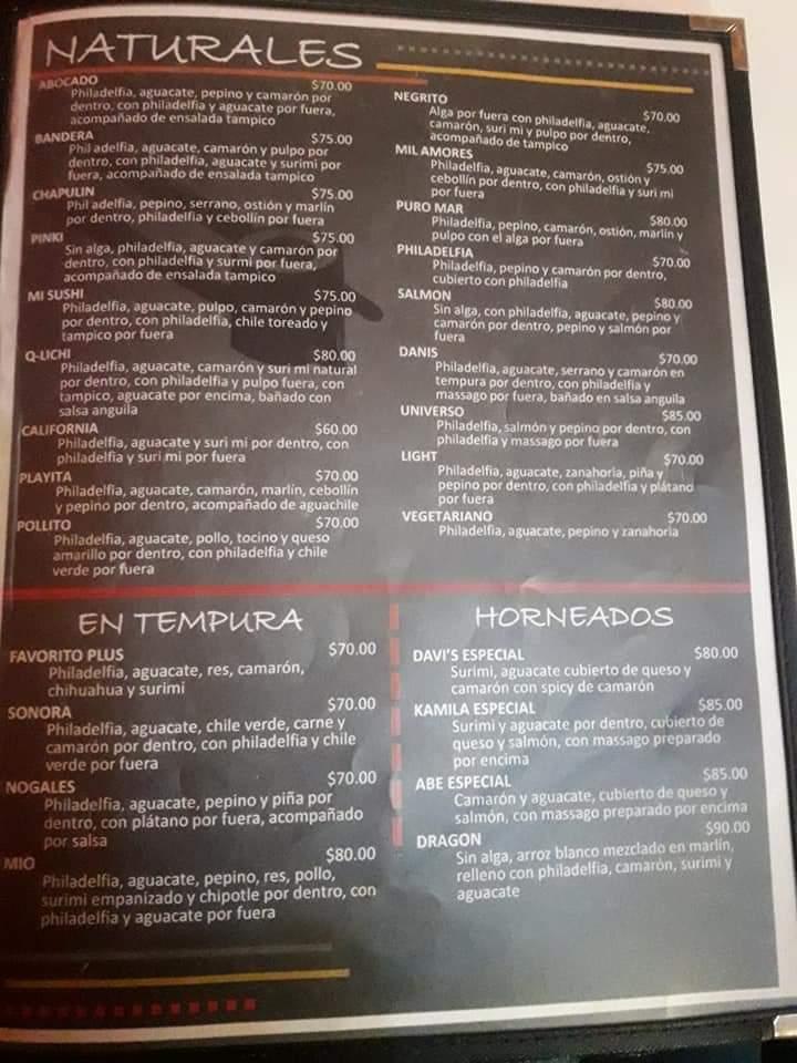 Carta del restaurante Sushi House Centro, Heroica Nogales