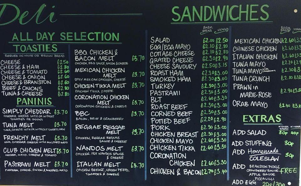 Menu at The Deli restaurant, Urmston, 19 Davyhulme Cir
