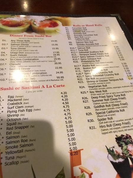 Menu at Wasabi Japanese Steakhouse & Sushi Bar, Kingsport