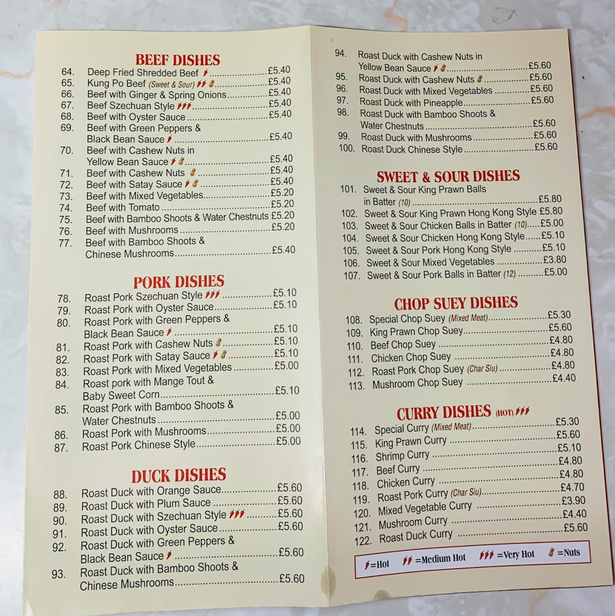 Menu at Golden Moon Chinese Takeaway restaurant, Whitstable
