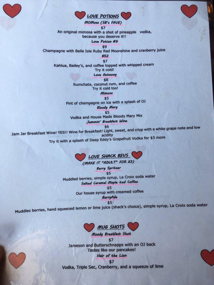 Menu at SB's Lakeside Love Shack restaurant, Richmond