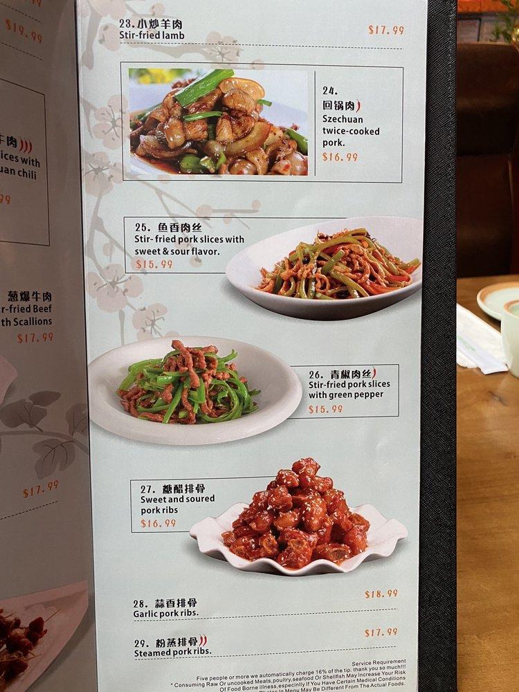 Menu at SXY Szechuan restaurant, Honolulu