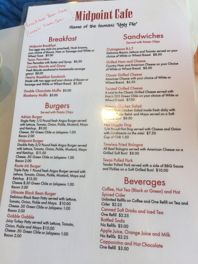 Menu at Midpoint Cafe and Gift Shop, Adrian