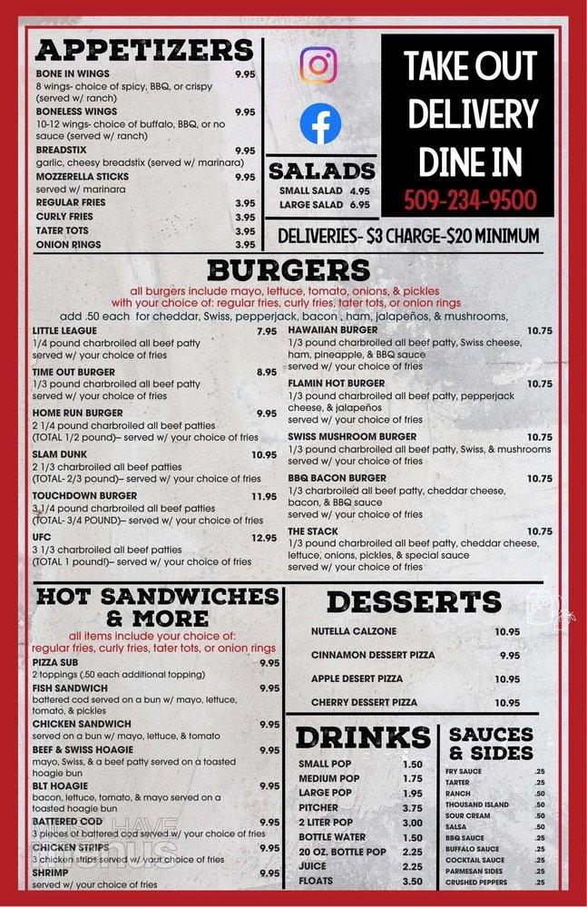 Carta de pizzería Papa Ray's, Connell
